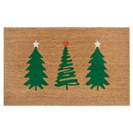 Hanse Home Fu&szlig;matte &raquo;Mix Mats Kokos Decorated Pine Trees, T&uuml;rmatte&laquo; rechteckig 15 mm H&ouml;he Weihnachten, Schmutzfangmatte, Outdoor, Rutschfest, Innen, 