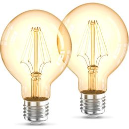 B.K.LICHT LED-Leuchtmittel &raquo;BK_LM1400 LED Leuchtmittel 2er Set E27 G80&laquo; E27 2 Stk. Warmwei&szlig; 2.200 K Edison Vintage Gl&uuml;hbirne Filament braun