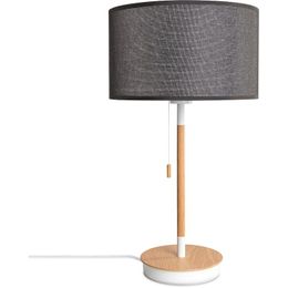 Paco Home Tischleuchte &raquo;EK CA UNI COLOR&laquo; E27 Nacht Mit Schalter Stofflampe Vintage Skandinavisch schwarz
