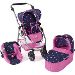 Bayer Chic 2000 CHIC2000 Kombi-Puppenwagen &raquo;Emotion 2.0 Butterfly, rosa&laquo; inkl. Babywanne, Sportwagenaufsatz und Autositz bunt Kombi-Puppenwagen