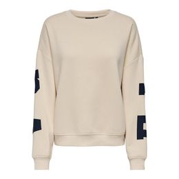 Only Damen Only Sweatshirt &raquo;ONLSWEAT L/S BACK/SLEEVE PRINT SWT NOOS&laquo; beige M