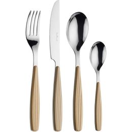 Pinti Inox PINTINOX Besteck-Set &raquo;Riva&laquo; mit Kunststoffgriff in Holz-Optik beige Edelstahl 18/0, Kunststoff