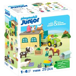Playmobil Konstruktions-Spielset &raquo;Bauernhof-Abenteuer mit Traktor, Anh&auml;nger u. tier. Freunden (71656)&laquo; JUNIOR, Made in Europe bunt Konstruktions-Spielset