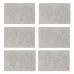 zeller Platzset modernes Monstera Bl&auml;tter Design, 6-teilig, Kunststoff, 30x45 cm beige