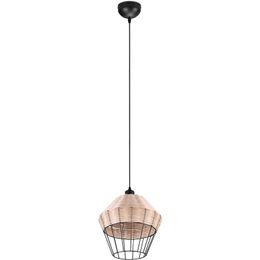 REALITY LEUCHTEN Pendelleuchte &raquo;Borka&laquo; E27 1 Stk. warmwei&szlig; - kaltwei&szlig; Boho H&auml;ngelampe aus Rattan 1-flammig exkl E27 max 40W h&ouml;henverstellbar beige