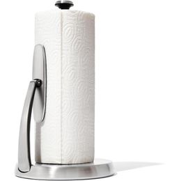OXO Good Grips K&uuml;chenrollenhalter &raquo;SIMPLY TEAR&laquo; freistehend, Abrollstopp silber Edelstahl