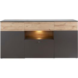 FORTE Sideboard &raquo;Como&laquo; Kommode, Stauraumschrank, LED Beleuchtung, Soft Close, Stauraum grau Spanplatte