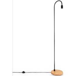 Paco Home Stehlampe &raquo;WALTER&laquo; E27 Bogenlampe Industrial LED Wohnzimmer Skandi Minimalistisch Holz Fu&szlig; schwarz