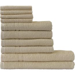 Dyckhoff Handtuch Set &raquo;Kristall&laquo; Set 10 Stk. Walkfrottee mit feiner Bord&uuml;re, Duscht&uuml;cher, Handt&uuml;cher und G&auml;stet&uuml;cher beige Walkfrottee, Obermaterial: 100% 