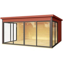 Lasita Maja Gartenhaus &raquo;DOMEO 5 SCHWEDENROT/ANTHRAZIT&laquo; Fundamentmass 4180 x 4180, Schwedenrot rot Holzwerkstoff