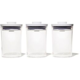 OXO Good Grips Vorratsdose &raquo;RUNDER MINI-POP-BEH&Auml;LTER&laquo; Set, 3 Stk. tlg. 0,6 L transparent
