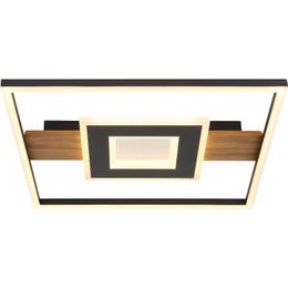 Globo LIGHTING LED Deckenleuchte &raquo;PIKARA&laquo; LED-Modul Warmwei&szlig; Deckenlampe/holzoptik/Acrylkristalle klar/modern