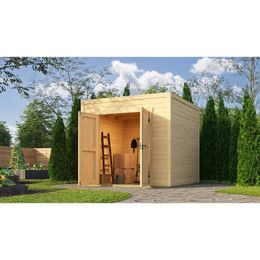 Weka Gartenhaus &raquo;Batu/Fynn 2&laquo; 28 mm starke Blockbohlen beige Massivholz
