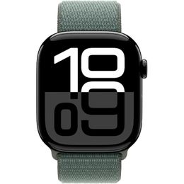 Apple Smartwatch-Armband &raquo;46 mm Sport Loop&laquo; gr&uuml;n Nylon, Polyester Das Gewebe besteht zu 82 % aus recycelten Garnen, die teilweise Material aus entsorgten 