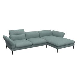 FLEXLUX &raquo;Salino, Funktionssofa mit Recamiere, Relaxsofa, Ecksofa&laquo; Sofa mit Arm- und Kopfteil-Verstellungen, Kaltschaum & Stahl-Wellen blau 62% 