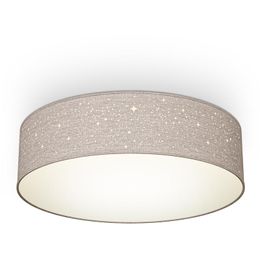 B.K.LICHT LED Deckenleuchte E27 1 Stk. Warmwei&szlig; Deckenlampe, Textil Lampenschirm, E27, Schlafzimmer, Wohnzimmer grau