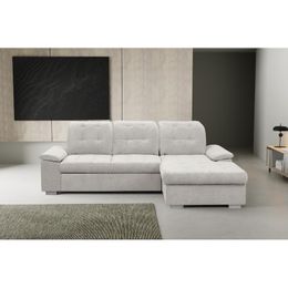 WERK2 Ecksofa &raquo;Carmen, mit Bettfunktion & Bettkasten, optional Sitztiefenverstellung&laquo; ohne Sitztiefenverstellung, Luxus-Microfaser Chenille, Creme 
