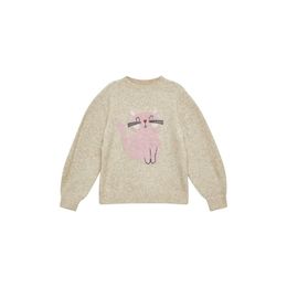 s.Oliver Junior M&auml;dchen s.Oliver Junior Strickpullover mit Katzen-Motiv beige 128/134