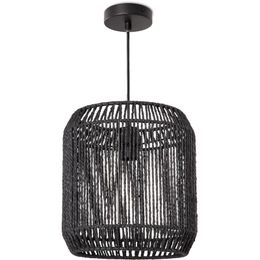 Paco Home Pendelleuchte &raquo;Pedro&laquo; E27 Deckenlampe aus Aluminium und Papier, &Oslash; Schirm ca. 28 cm, Fassung E27 schwarz