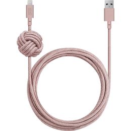 Native Union Smartphone-Kabel &raquo;Night Cable USB-A to Lightning 3 m&laquo; Lightning USB Typ A 300 cm pink MFi- und USB-IF-zertifiziert