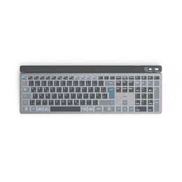 Hama Tastatur &raquo;Tastatur WK-750 (kabellos, beleuchtet, QUERTZ, Multi-Device)&laquo; (ausklappbare F&uuml;&szlig;e) schwarz Wireless Keyboard auch f&uuml;r unterwegs: 