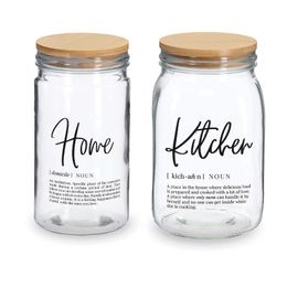 zeller Vorratsglas &raquo;HOME & KITCHEN&laquo; Set, HOME - 1000 ml, &Oslash; 10 x 19,5 cm / KITCHEN 1400 ml, &Oslash; 11,4 x 19 cm, 2 Stk. tlg. luftdicht verschlie&szlig;bar braun