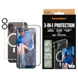 PanzerGlass Displayschutzglas &raquo;3-in-1 Protection, Glass, Hoops, Case&laquo; f&uuml;r Apple iPhone 16 Plus Displayschutzfolie, Schutzfolie, Bildschirmschutz, 