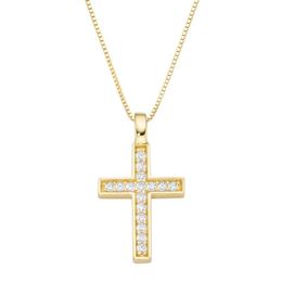 Firetti Herren Kette mit Anh&auml;nger &raquo;Schmuck Geschenk Silber 925 Halsschmuck Halskette Venezianer Kreuz&laquo; mit Zirkonia (synth.) gold