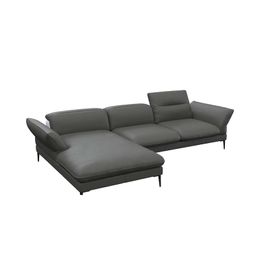 FLEXLUX &raquo;Salino, Funktionssofa mit Recamiere, Relaxsofa, Ecksofa&laquo; Sofa mit Arm- und Kopfteil-Verstellungen, Kaltschaum & Stahl-Wellen grau