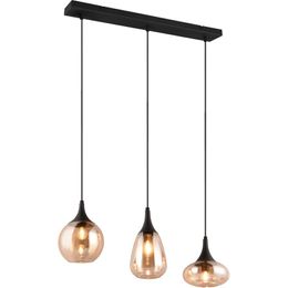 Trio Leuchten Pendelleuchte &raquo;Lumina, E14 H&auml;ngelampe 3-flammig Glasschirme in 3 Formen amberfarbig&laquo; E14 1 Stk. warmwei&szlig; - kaltwei&szlig; exkl 3x E14 max 40W,