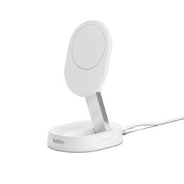 Belkin Wireless Charger &raquo;BOOST CHARGE PRO Qi2 15W magnetische Ladestation&laquo; iPhone 16/15/14/13/12 wei&szlig; Kunststoff Garantie f&uuml;r angeschlossene Ger&auml;te von bis 