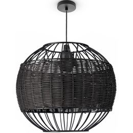 Paco Home Pendelleuchte &raquo;PUGLO&laquo; E27 Rattan Pendelleuchte Korb Lampe LED Rund Esstischlampe E27 Boho schwarz