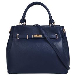 Samantha Look Damen Henkeltasche echt Leder, Made in Italy, ger&auml;umige Henkeltasche mit Smartphonefach blau