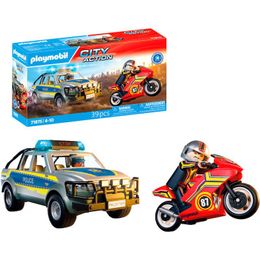 Playmobil Konstruktions-Spielset &raquo;Verfolgungsjagd mit Polizei Pick-Up (71875), Action Heroes&laquo; mit Licht und Sound; Made in Europe bunt Konstruktions-Spielset