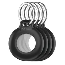 Belkin Schl&uuml;sselanh&auml;nger Set &raquo;Secure Holder 4er-Pack wasserfest f&uuml;r Apple AirTag&laquo; 4 Stk. schwarz Kunststoff Erh&ouml;hte R&auml;nder f&uuml;r Kratzschutz