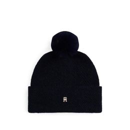 Tommy Hilfiger Damen Bommelm&uuml;tze &raquo;POM POM BEANIE&laquo; Regular fit mit Bommel blau