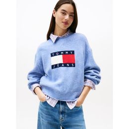Tommy Jeans Damen Strickpullover &raquo;TJW MELANGE FLAG SWEATER RIB EXT&laquo; in gerippter Struktur L (40)