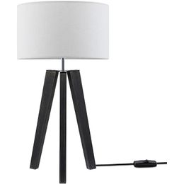 Paco Home Tischleuchte &raquo;Canvas uni Color&laquo; E27 Stehlampe Vintage Fu&szlig; LED Lampe Wohnzimmer Skandinavischer Stil E27 schwarz