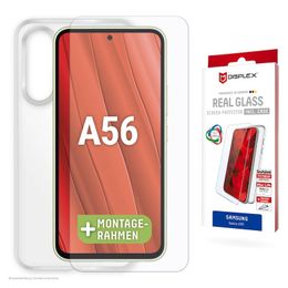 Displex Displayschutzglas &raquo;Real Glass Screen Protector inkl. Case&laquo; f&uuml;r Samsung Galaxy A56 5G Displayschutzfolie, Schutzfolie, Bildschirmschutz, kratz- & 