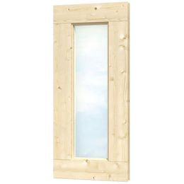 Skan Holz Fenster 40 x 93 cm beige Glas, Massivholz