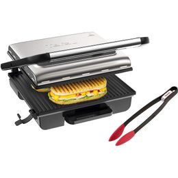 Tefal Kontaktgrill &raquo;GC242D Inicio Grill Adjust&laquo; 2000 W regelbarer Thermostat mit 3 Stufen, antihaftbeschichtete Platten grau Platzsparend und kompakt, kann 