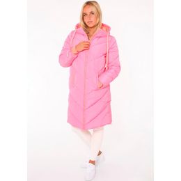 Zwillingsherz Damen Steppjacke &raquo;"Good Vibes Only"&laquo; mit Kapuze mit Kapuze, Backprint und bedrucktem Zugband pink M