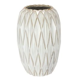 I.GE.A. Dekovase &raquo;Vase aus Keramik&laquo; Blumentopf geriffelt Zylinderform &Uuml;bertopf Keramikvase Deko Dekovase beige Keramik