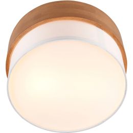 Trio Leuchten Deckenleuchte &raquo;Seasons&laquo; E14 1 Stk. warmwei&szlig; - kaltwei&szlig; Deckenlampe Holz mit Stoffschirm &Oslash;30cm exkl 2xE14 max 40W grau
