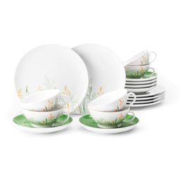 Seltmann Weiden Teeservice &raquo;Geschirr-Set, 18 Teile, Liberty Meadow Grasses, klein&laquo; Tassen, Untertassen, Teller, Made in Germany, 18 Teile, f&uuml;r 6 Personen wei&szlig; 