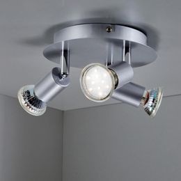 B.K.LICHT LED Deckenspots &raquo;Lunis 3&laquo; GU10 Warmwei&szlig; LED Deckenleuchte schwenkbar, inkl. 3W GU10 250LM GU10 warmwei&szlig; grau