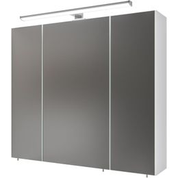 Badezimmerspiegelschrank &raquo;Spiegelschrank Serie 3006 inkl. LED-Beleuchtung, 3 T&uuml;ren&laquo; Badschrank 80 cm breit, inkl. Steckdose und T&uuml;rd&auml;mpfer wei&szlig; 