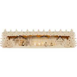 SAICO Original Schwibbogen-Fensterbank &raquo;Lichterbogenerh&ouml;hung, Altst&auml;dter Weihnachtsmarkt&laquo; mit LED-Stripe, warmwei&szlig;, BxHxT: 77x19x14,5 cm Holz 