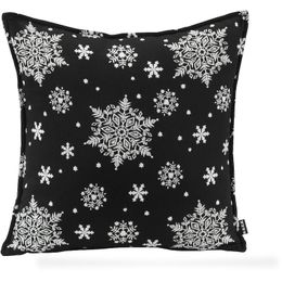 HOCK Dekokissen &raquo;Snow Flakes&laquo; Schneeflocke, traditionell, bestickte Schneeflocken, inkl. F&uuml;llung schwarz Obermaterial: 42% Polyester, 37% Polyacryl, 21% 