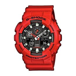 Casio G-Shock Herren Casio G-SHOCK Chronograph Quarzuhr,Armbanduhr,Herrenuhr,digital, bis 20 bar wasserd.Resinarmband rot
